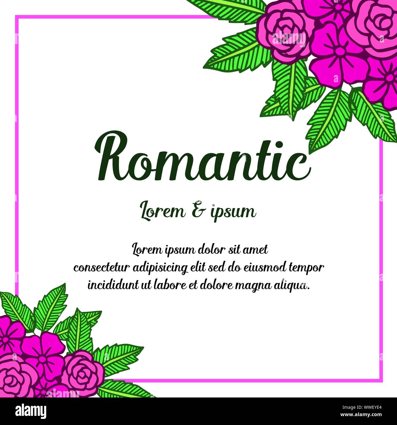 Poster romantic, with element design of colorful floral frame. Vector ...