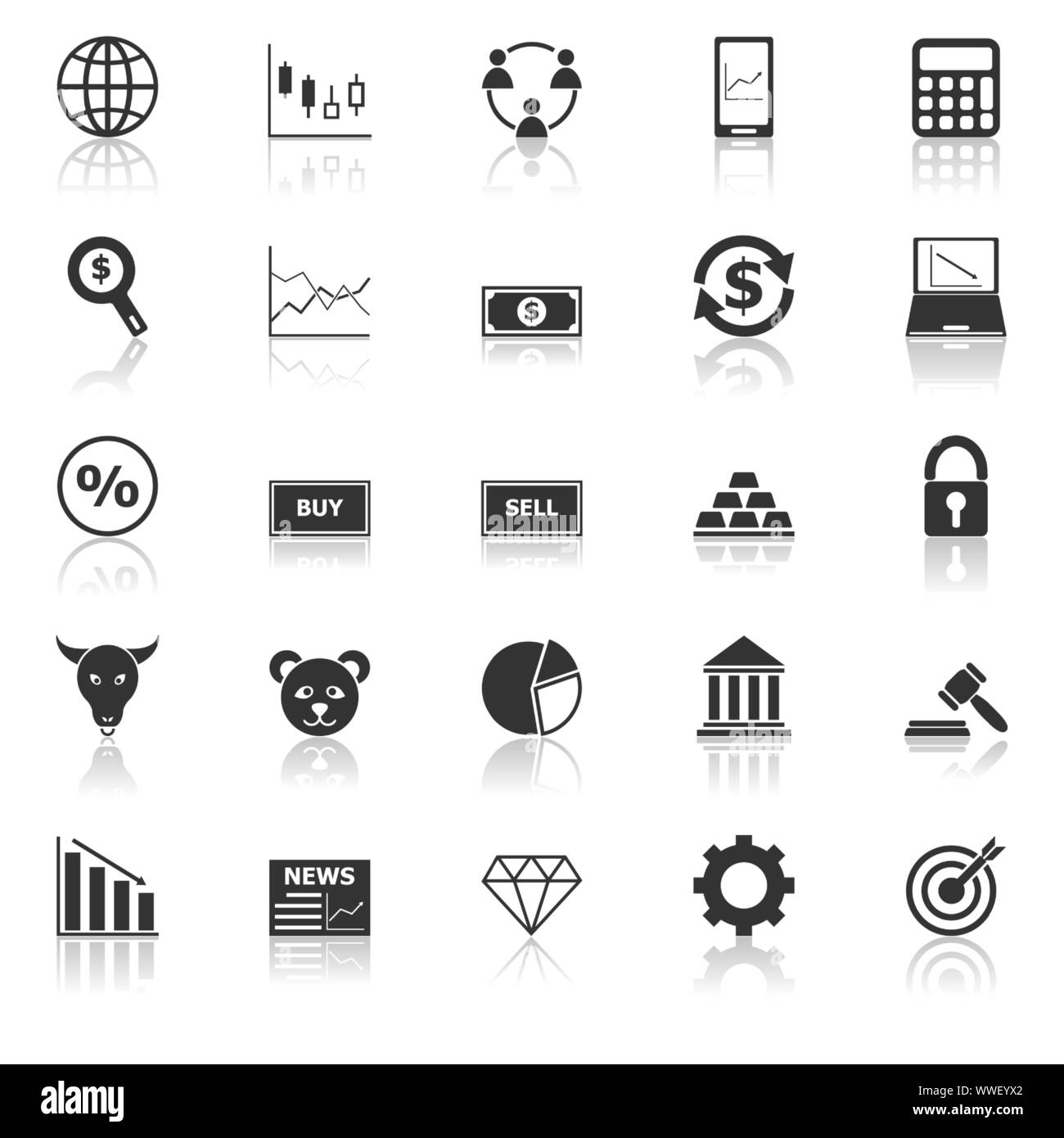 Forex icons with reflect on white background, stock vector Stock Vector ...
