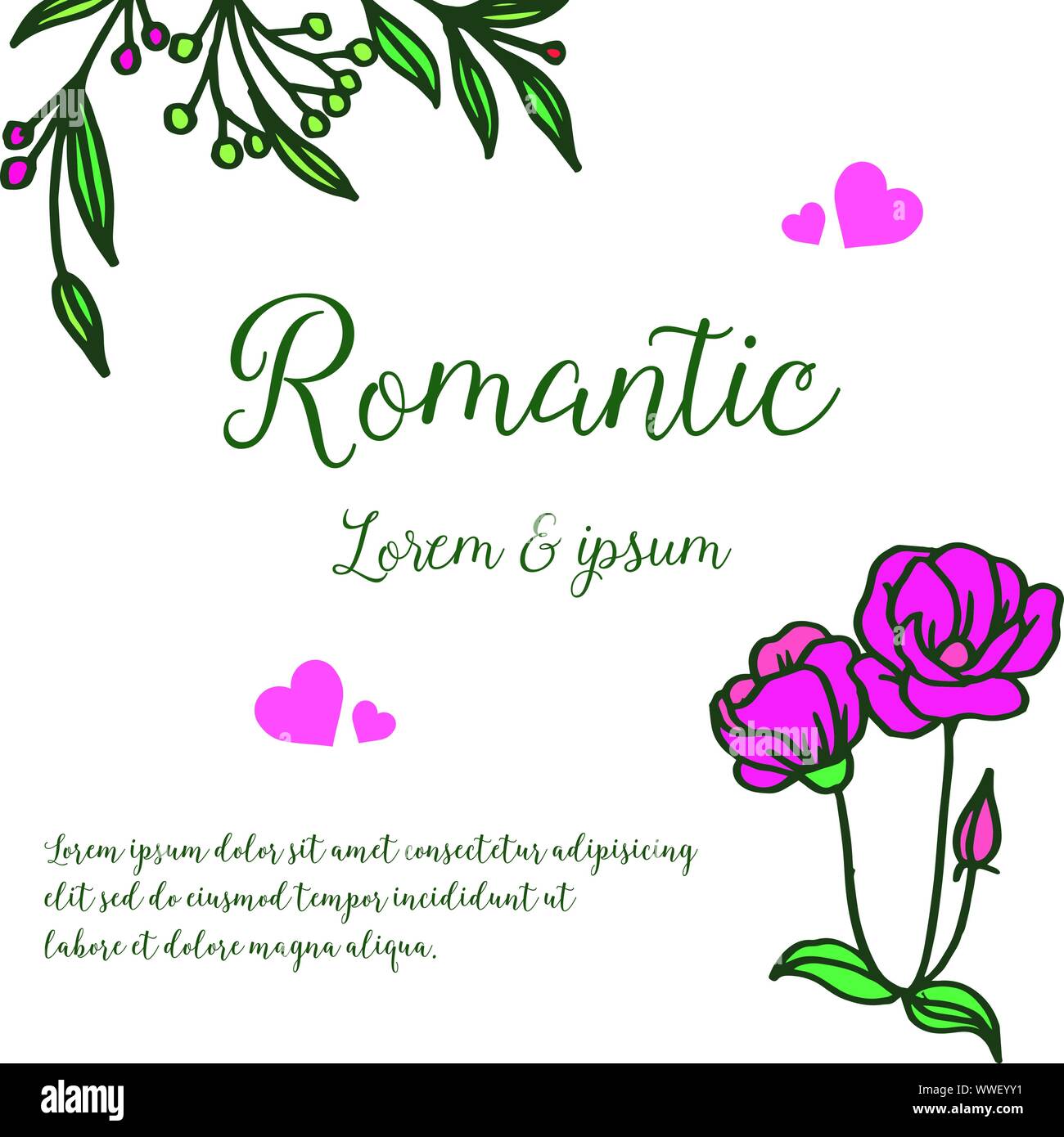 Cute pink wreath frame, for design wedding card romantic. Vector Stock ...