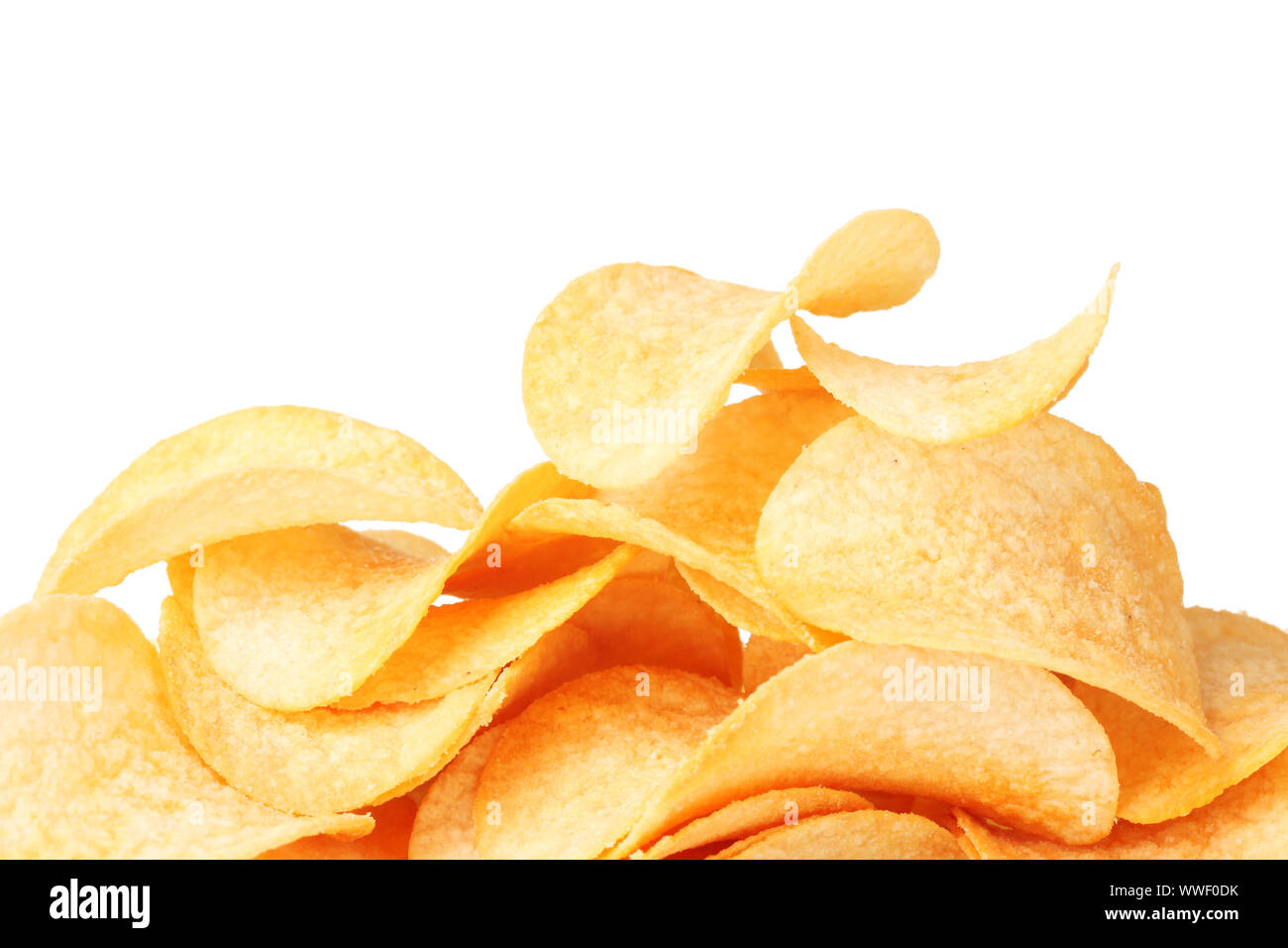 Delicious potato chips isolated on white Stock Photo - Alamy