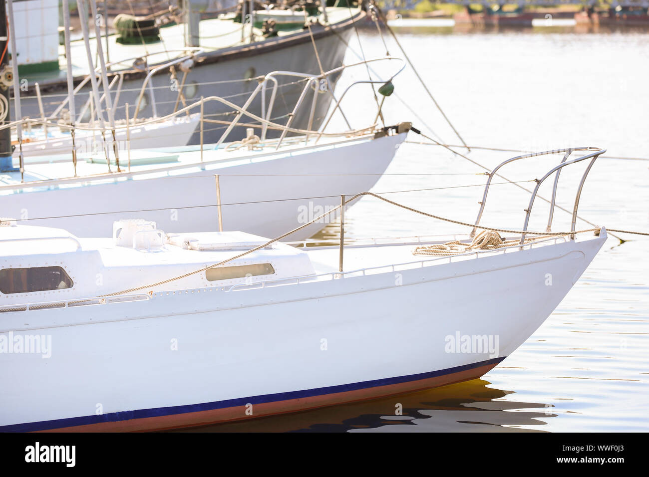 View of berthed boats on sunny summer day Stock Photo - Alamy