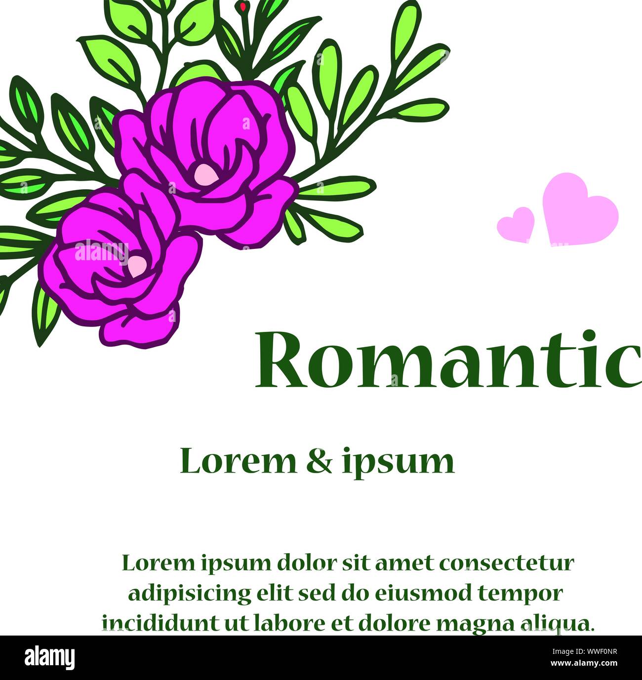 Template of card elegant romantic with style of unique pink wreath ...