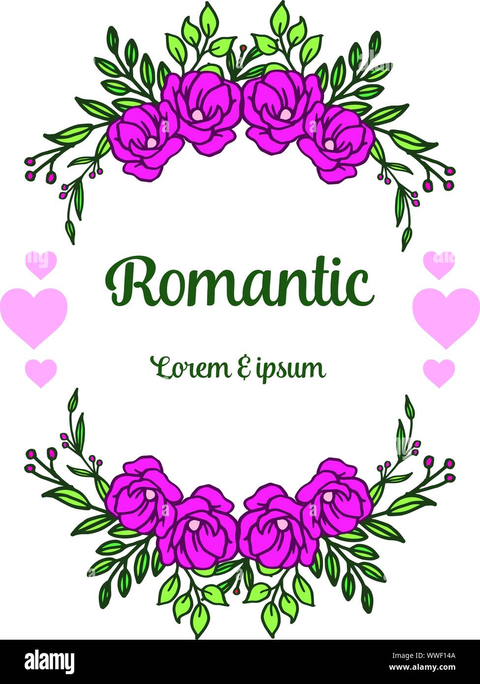 Beauty of pink floral frame for template of wedding card romantic ...