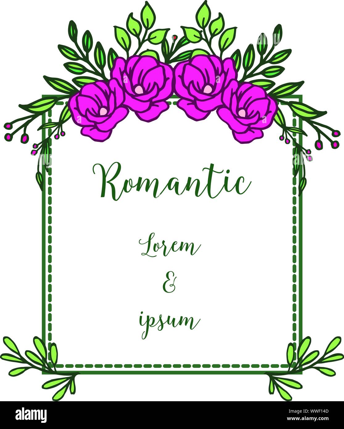 Beauty of pink floral frame for template of wedding card romantic ...