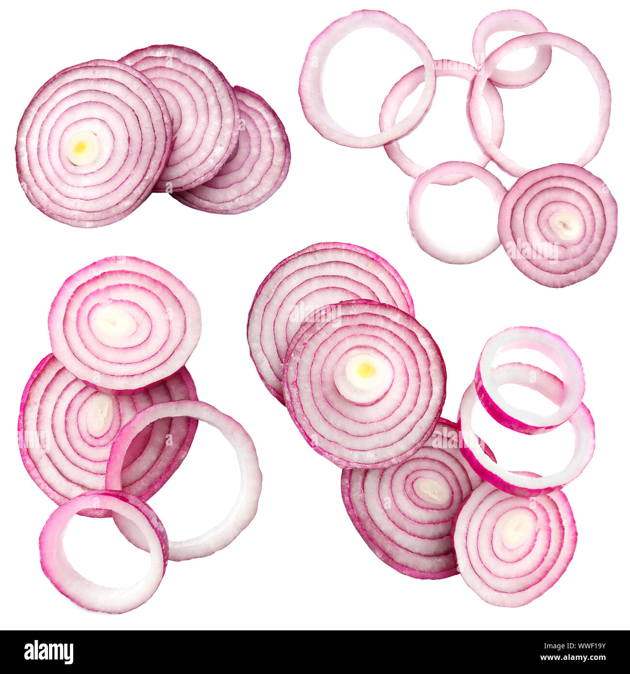 Set red onion rings Cut Out Stock Images & Pictures - Alamy