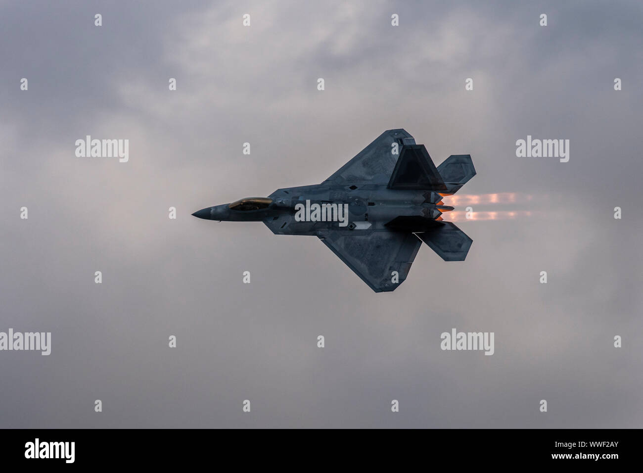 An F-22 Raptor performs an aerial demonstration for the 2019 Thunder ...