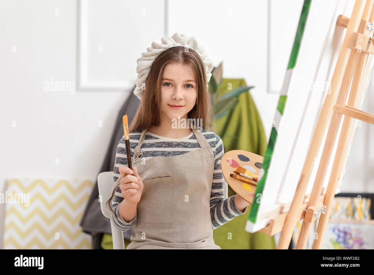 Cute little artist in studio Stock Photo - Alamy