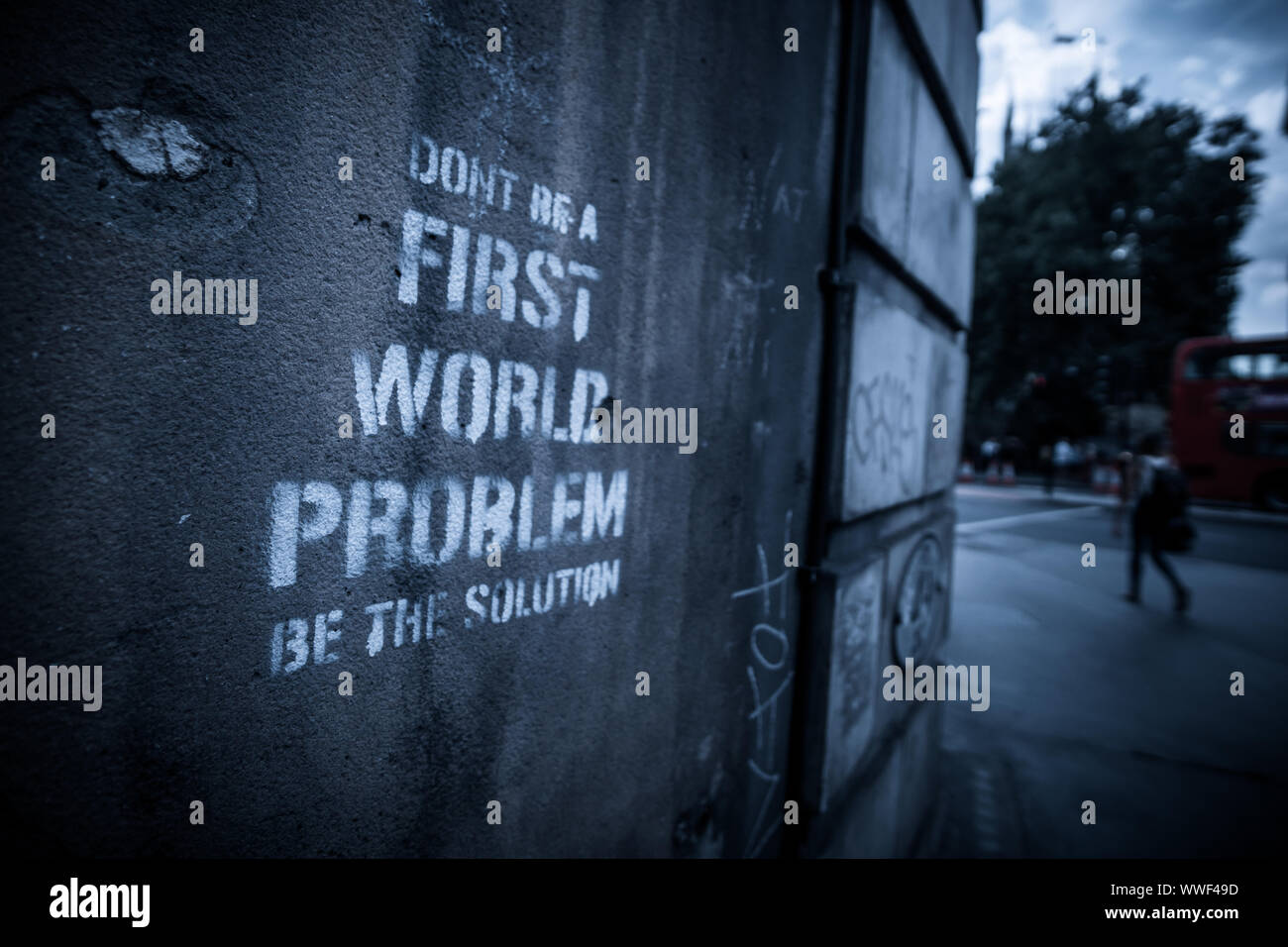 First world problem graffiti on a wall in London Stock Photo - Alamy