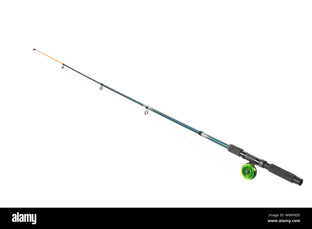 Modern fishing rod on white background Stock Photo - Alamy