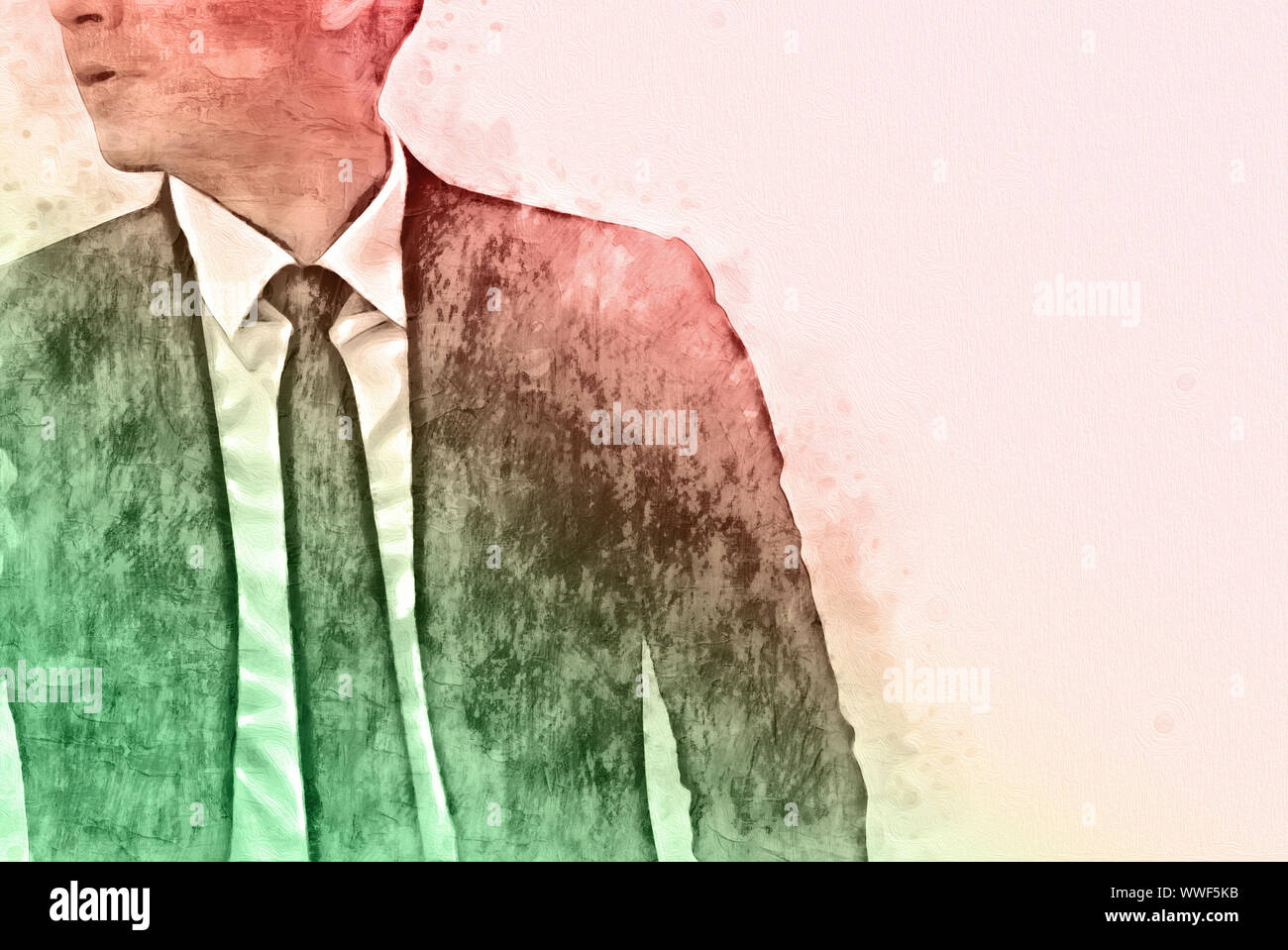 Abstract business man portrait on watercolor illustration painting ...