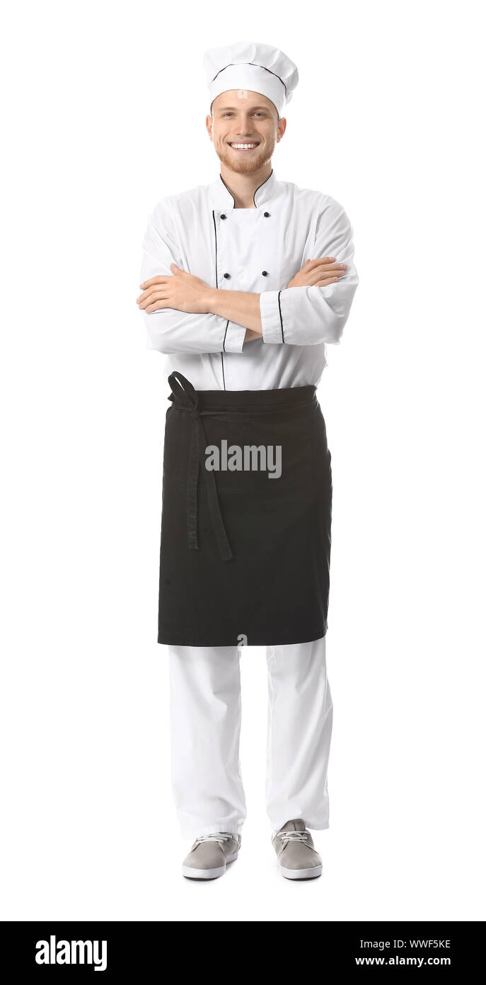 Handsome male chef on white background Stock Photo - Alamy
