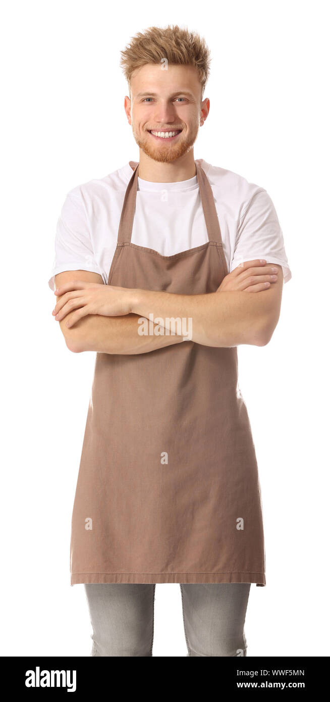 Handsome male chef on white background Stock Photo - Alamy