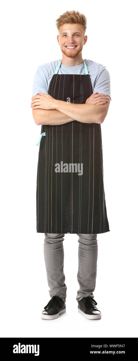 Handsome male chef on white background Stock Photo - Alamy
