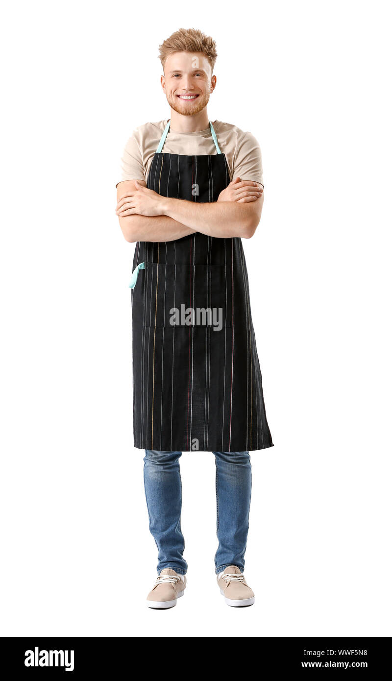 Handsome male chef on white background Stock Photo - Alamy