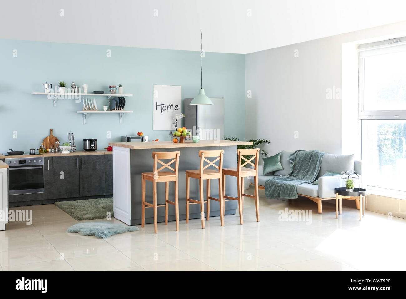 Interior of modern comfortable kitchen Stock Photo - Alamy