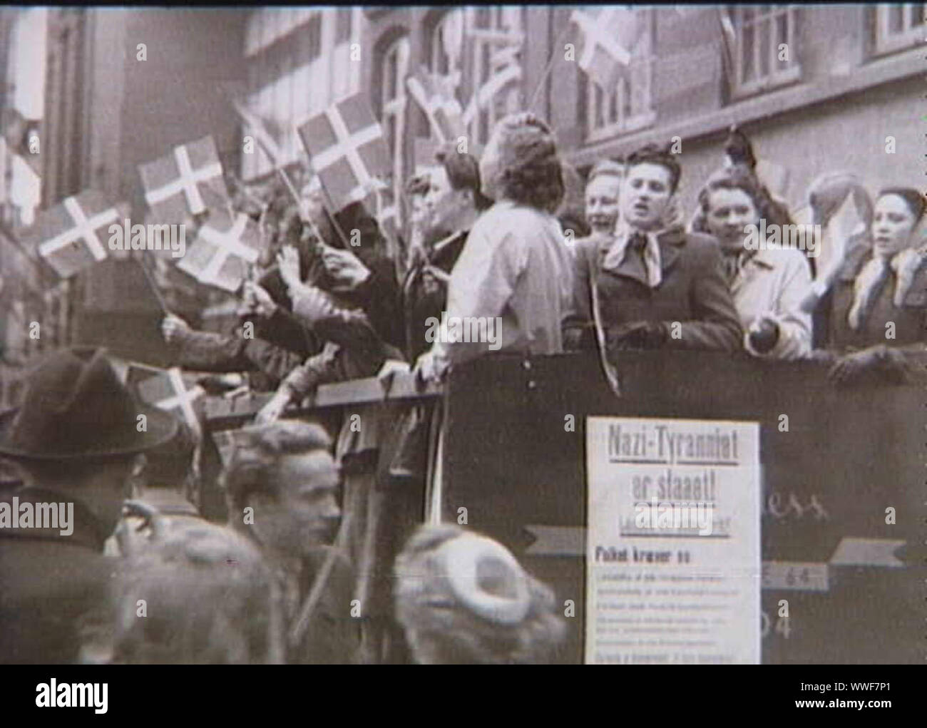 People cheering on the street in Odense May 5th 1945 Stock Photo - Alamy