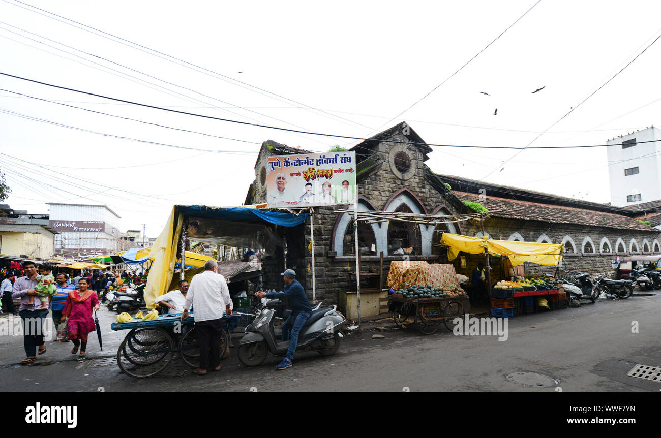 Old colonial buildings at the Shivaji market area in Pune, India Stock ...