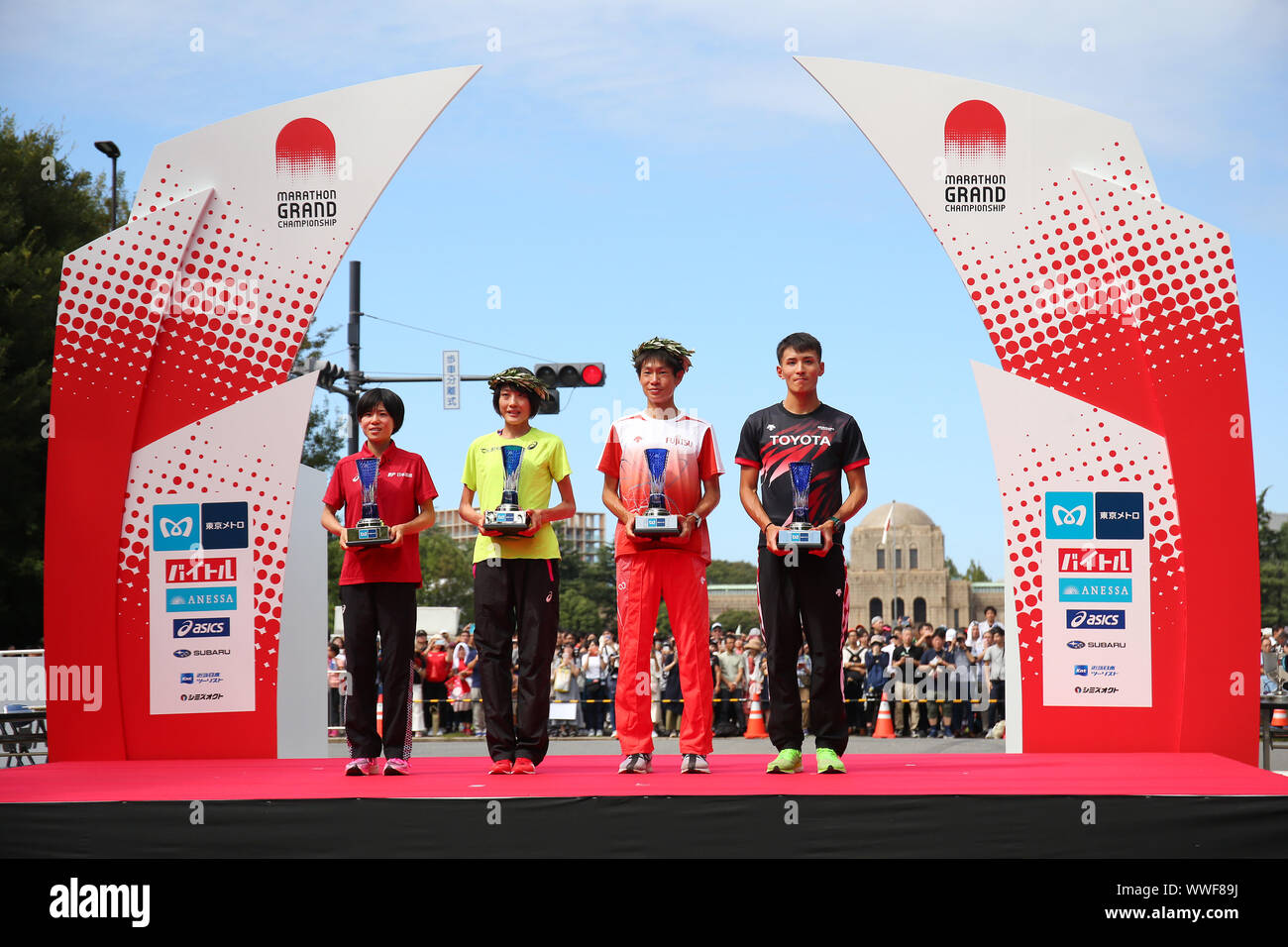 Tokyo, Japan. 15th Sep, 2019. (L to R) Ayuko Suzuki, Honami Maeda, Shogo Nakamura, Yuma Hattori ...