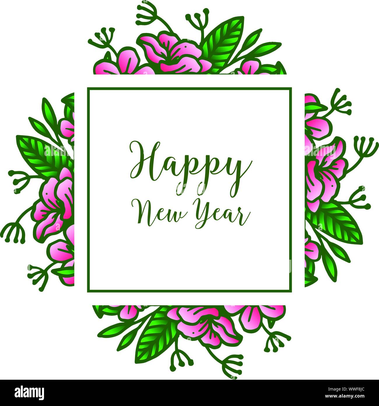Beautiful greeting card for happy new year celebration, with green ...