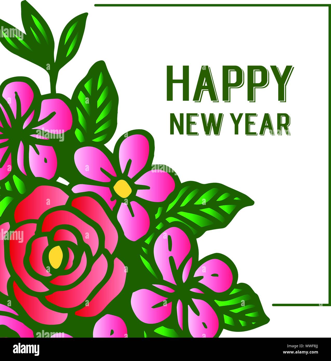 Beautiful greeting card for happy new year celebration, with green ...