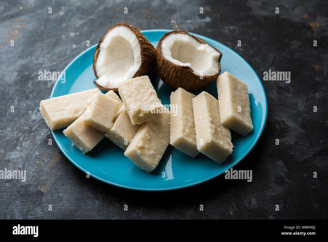 Coconut Burfi / Kopra Pak/ Fresh Nariyal Fudge, selective focus Stock ...