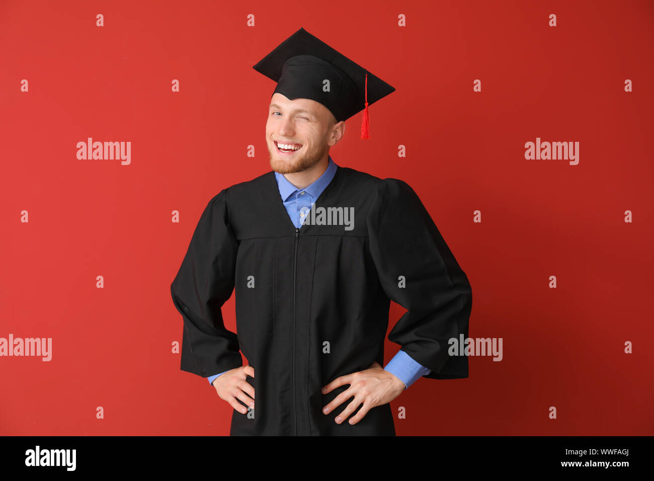 Red Graduation Gown Male