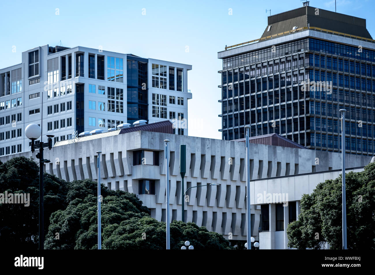 Wellington, New Zealand, 27 Aug, 2019: Buildings and street view in ...