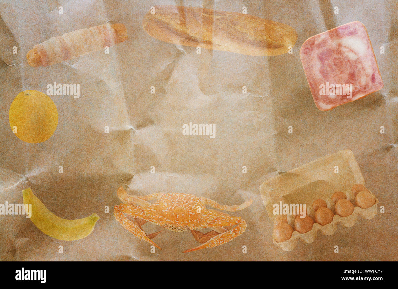 Food ingredient on brown paper background, menu design concept Stock ...
