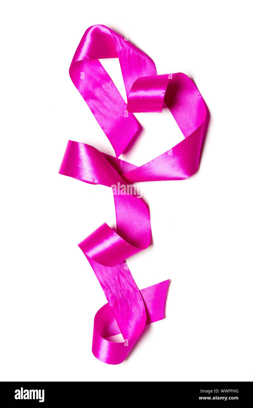 Magenta ribbon short decorative piece isolate on a white background ...