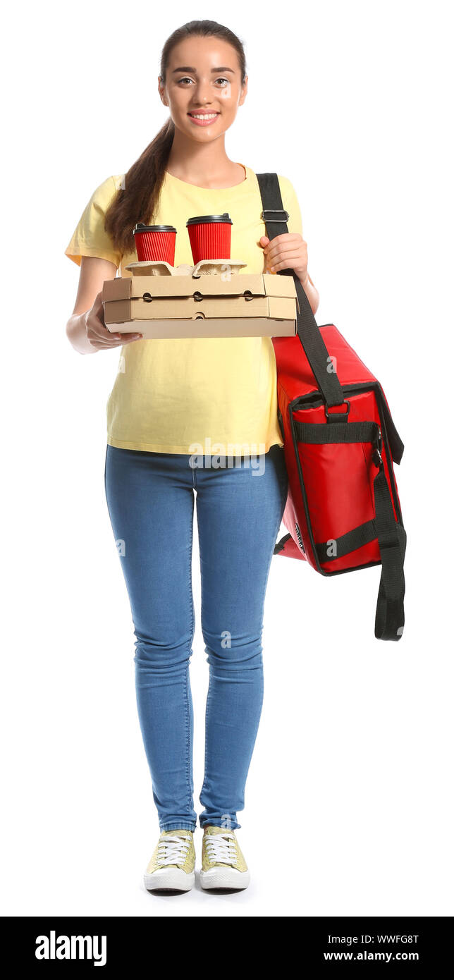 Female pizza delivery Cut Out Stock Images & Pictures - Alamy