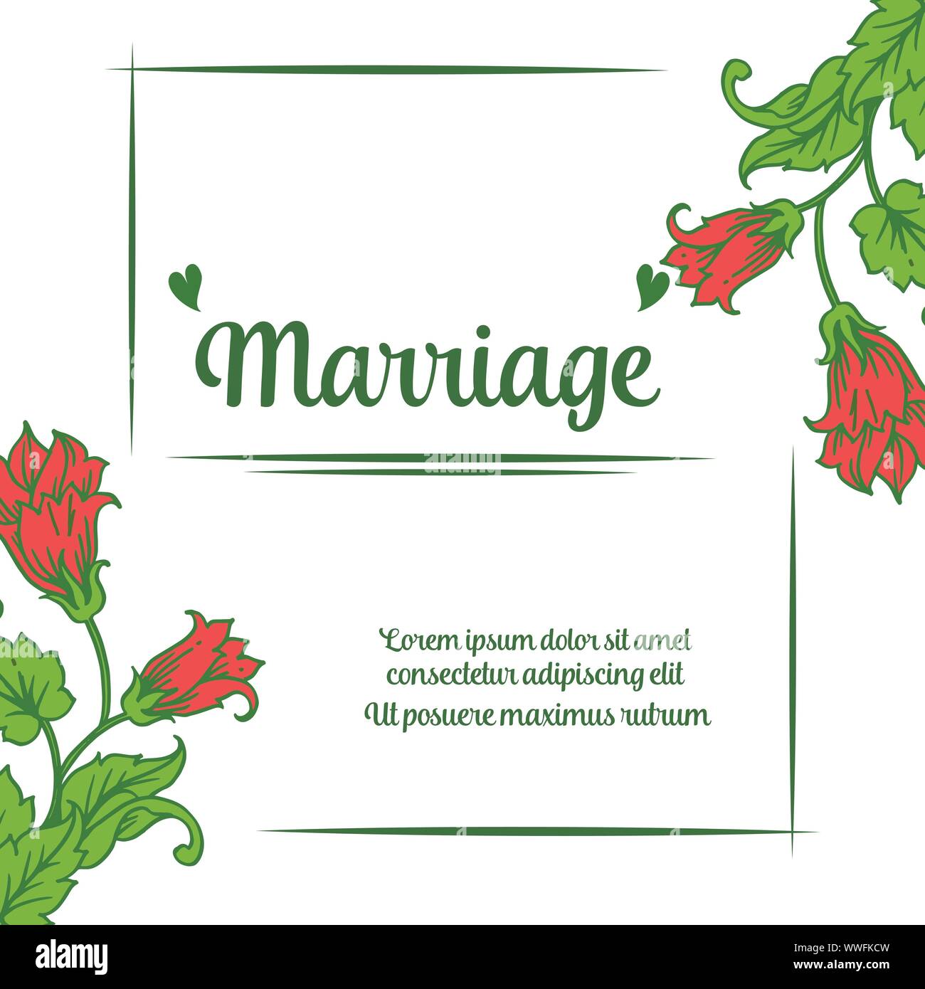 Template marriage with red wreath frame background. Vector Stock Vector ...