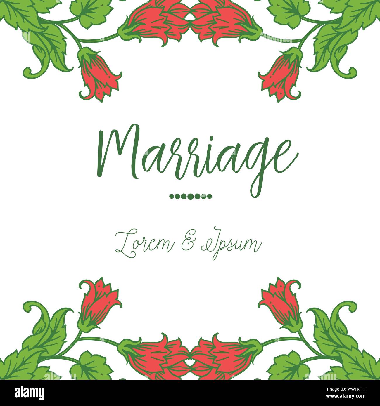 Template marriage with red wreath frame background. Vector Stock Vector ...