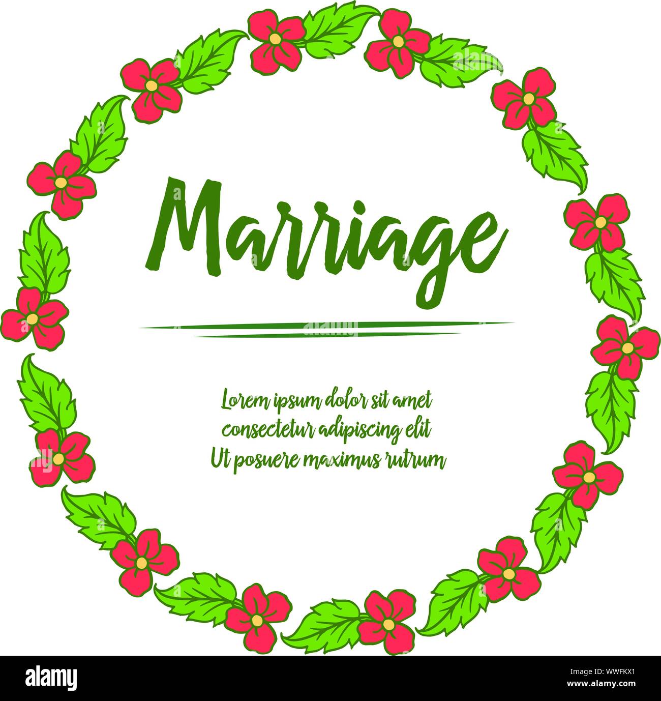 Template marriage with red wreath frame background. Vector Stock Vector ...