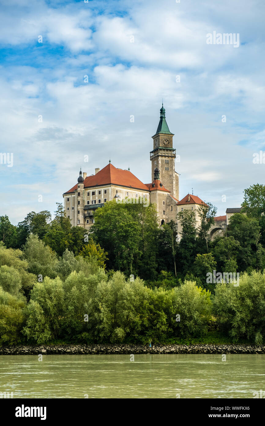 Wallsee Castle in Wallsee-Sindelburg on the bank of the Danube. Austria ...