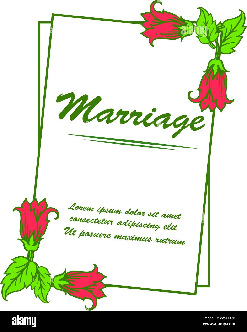 Template marriage with red wreath frame background. Vector Stock Vector ...