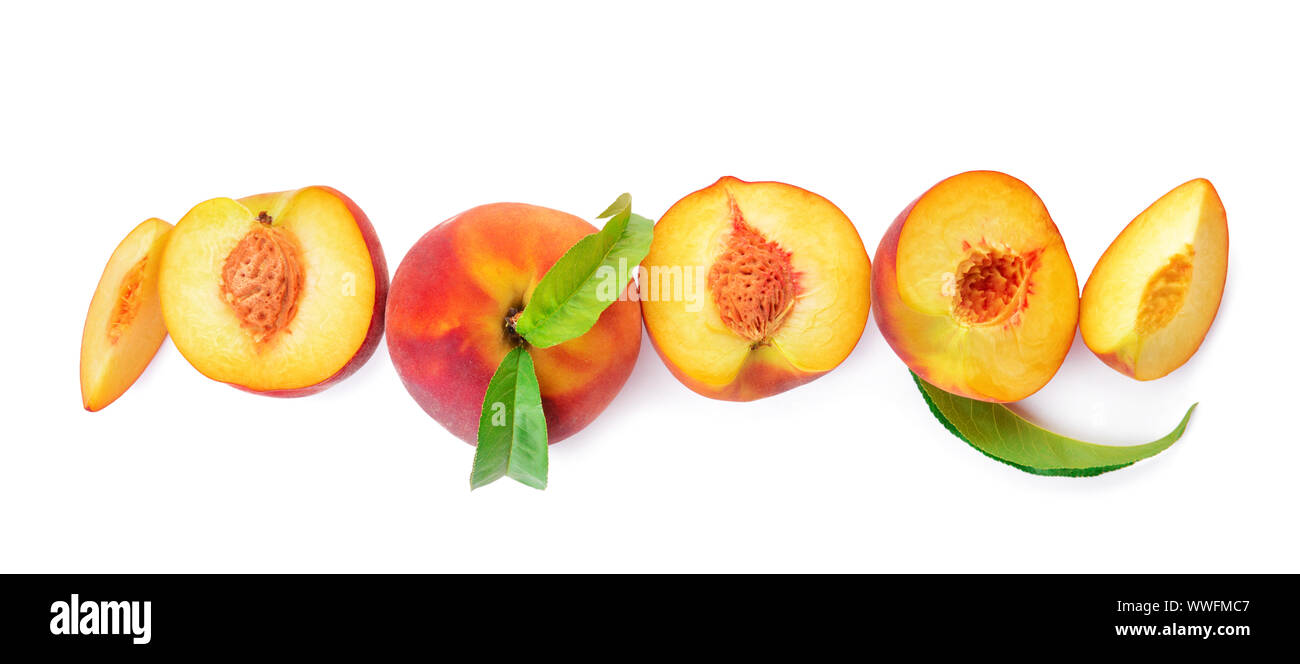 Row of sliced peaches hi-res stock photography and images - Alamy