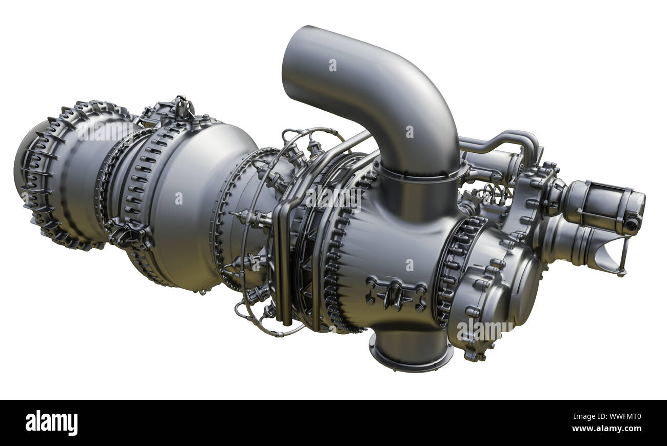 Gas turbine engine of power plant. 3d rendering Stock Photo - Alamy
