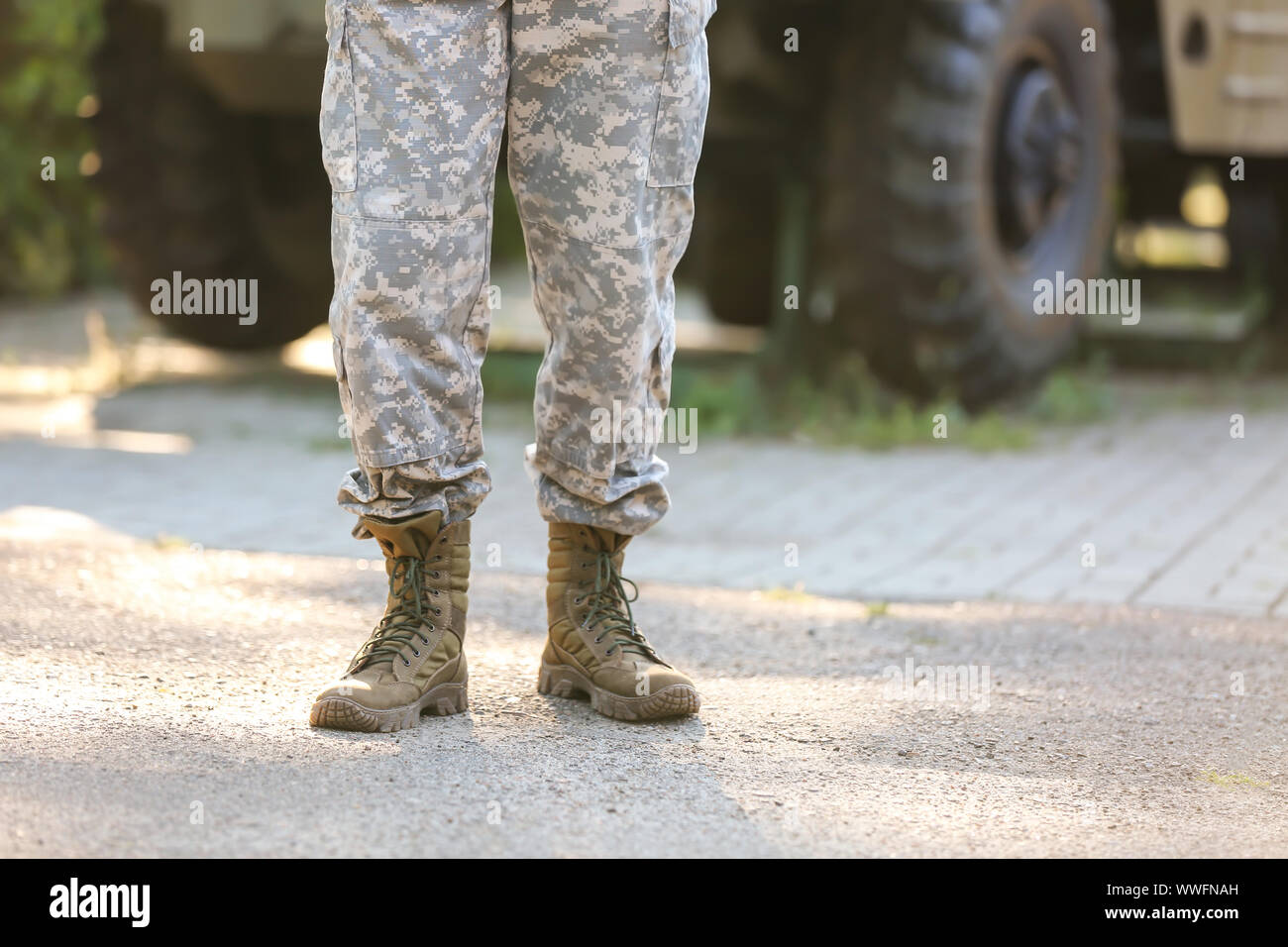 Male soldier in camouflage outdoors Stock Photo - Alamy