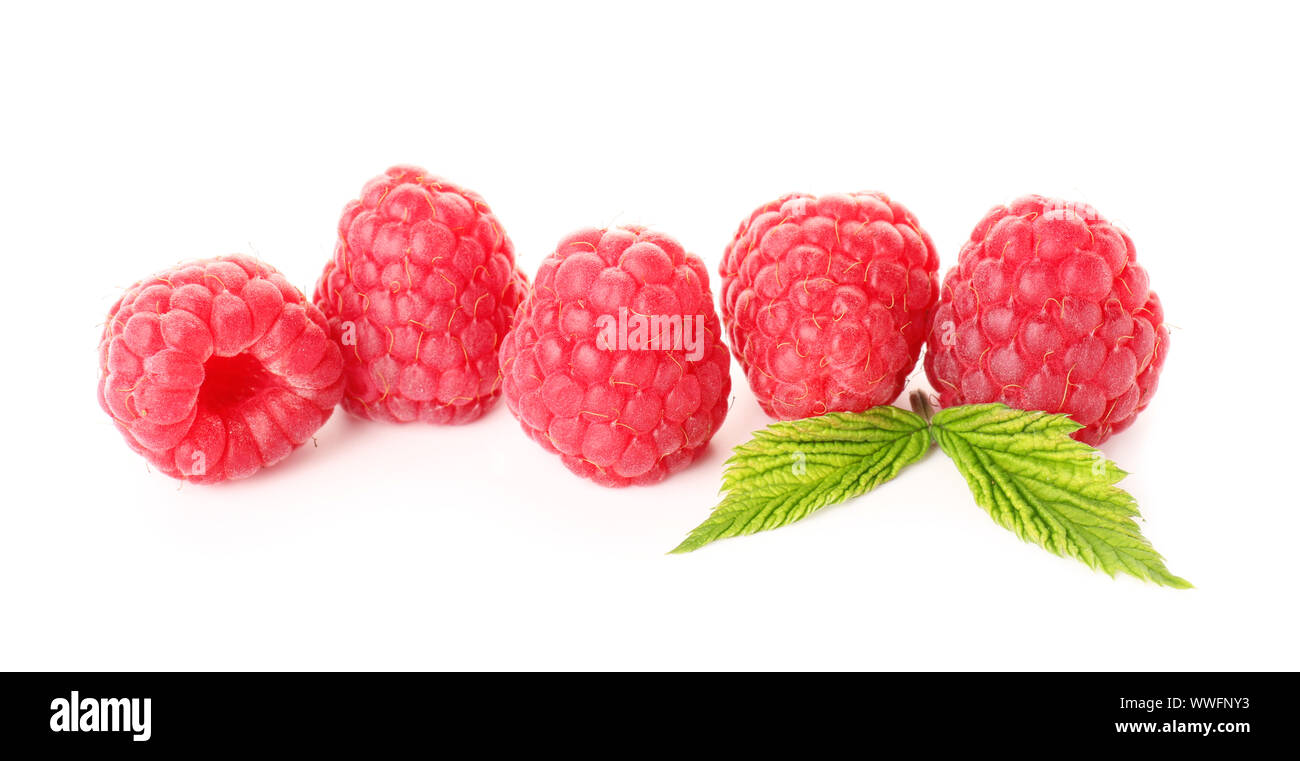 Sweet ripe raspberry on white background Stock Photo - Alamy