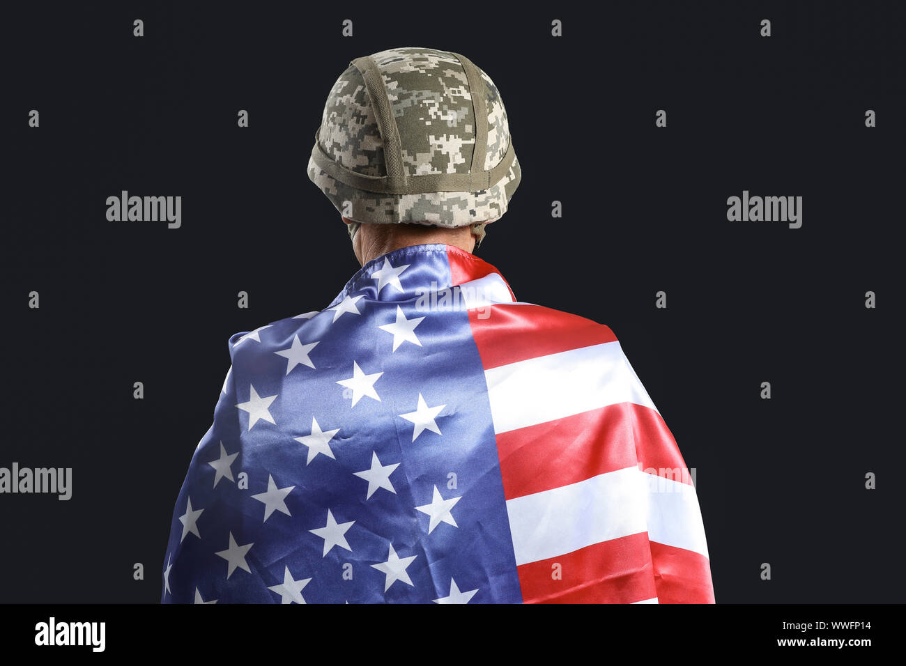 Back view of man with american flag hi-res stock photography and images ...