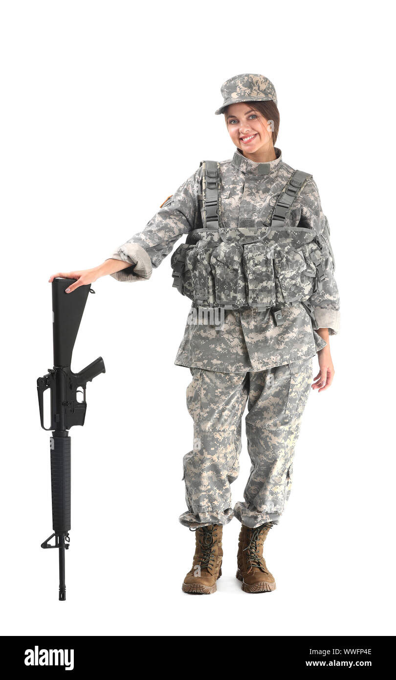Woman with assault rifle Cut Out Stock Images & Pictures - Alamy