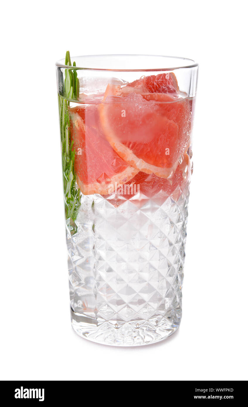 Glass of infused water on white background Stock Photo - Alamy