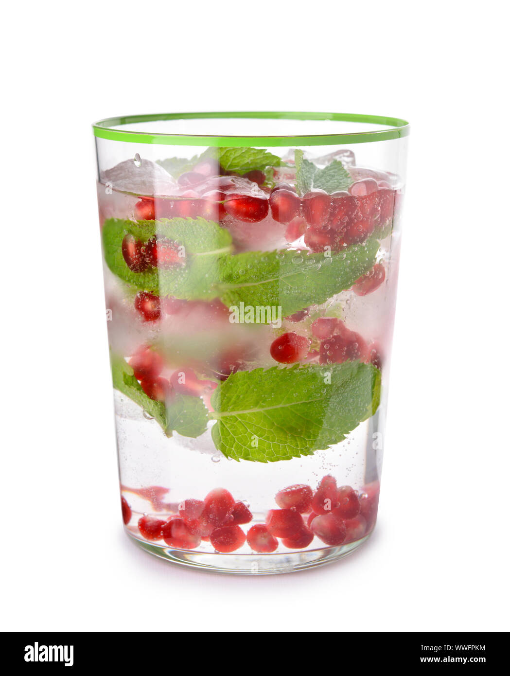 Glass of infused water on white background Stock Photo - Alamy