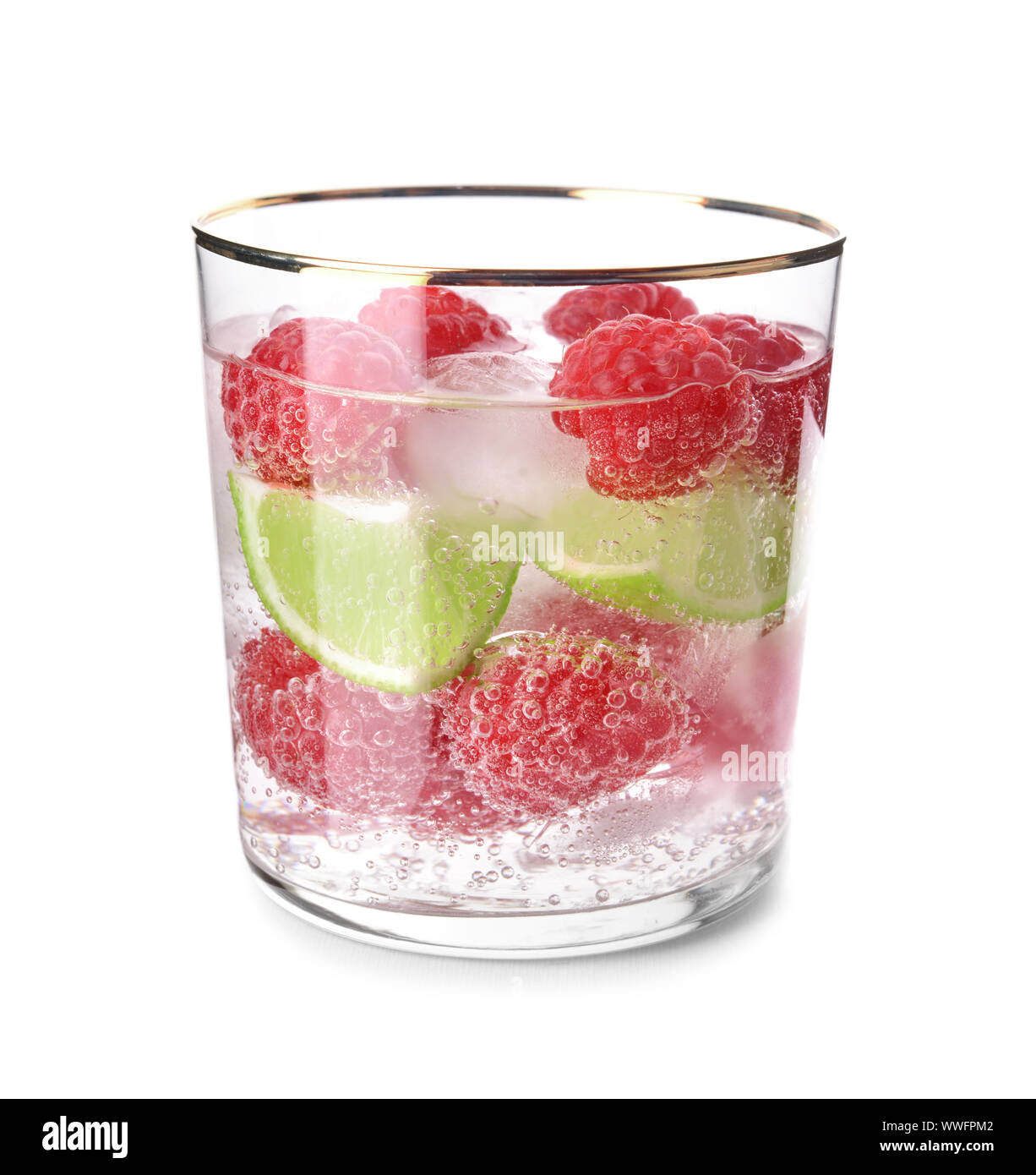 Glass of infused water on white background Stock Photo - Alamy
