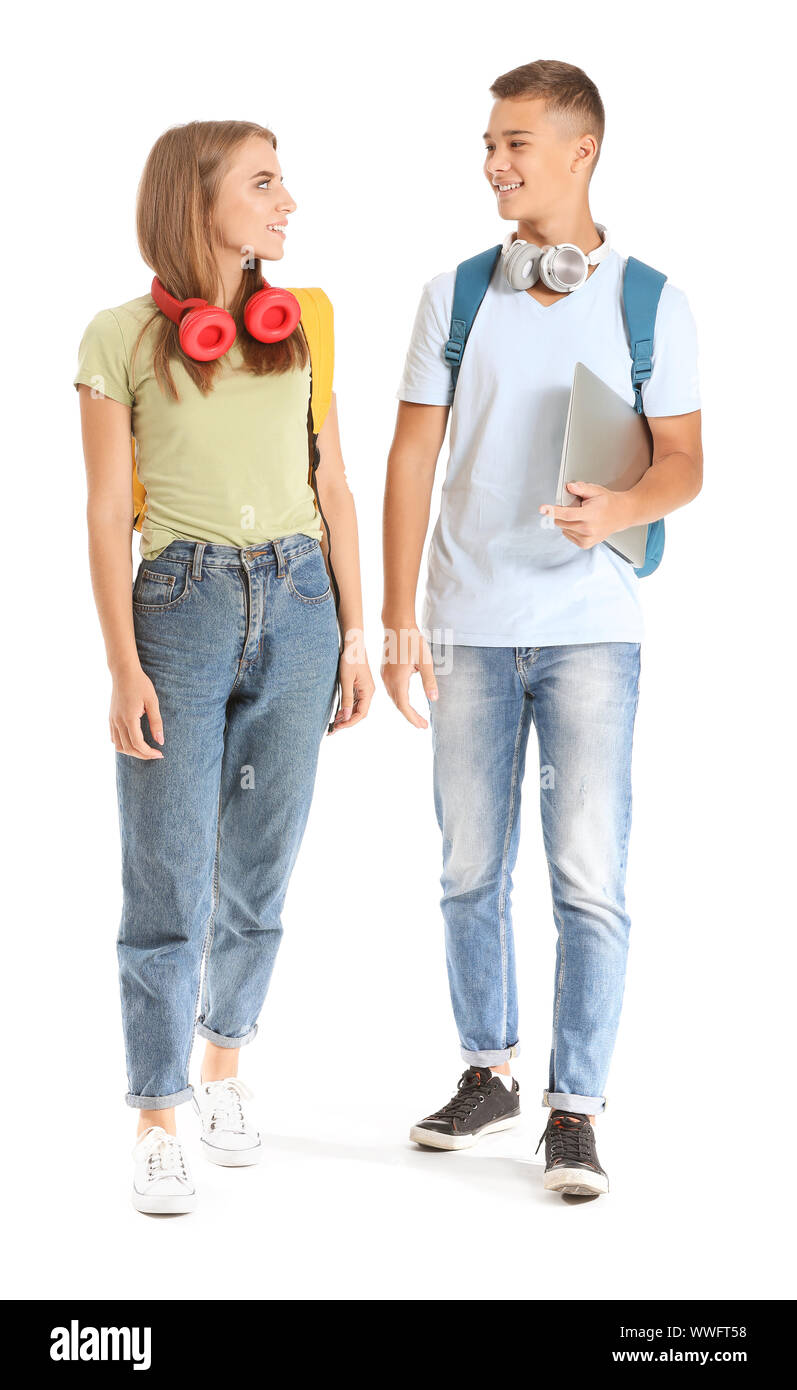 Portrait of young students on white background Stock Photo - Alamy