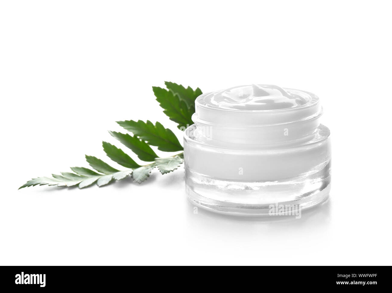 Jar of body cream on white background Stock Photo - Alamy