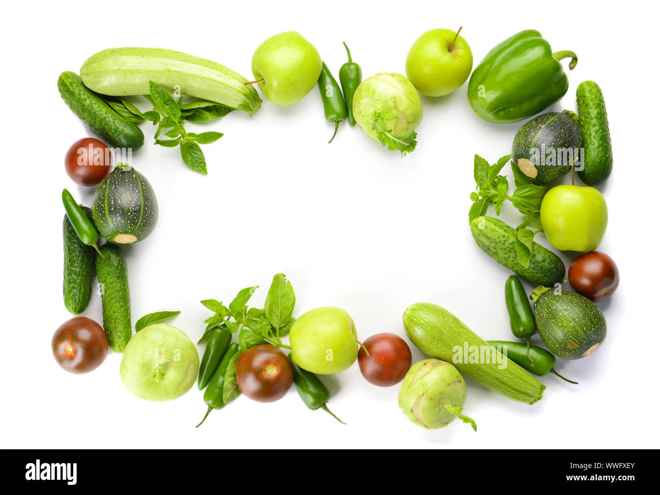 Frame made of fresh vegetables on white background Stock Photo - Alamy