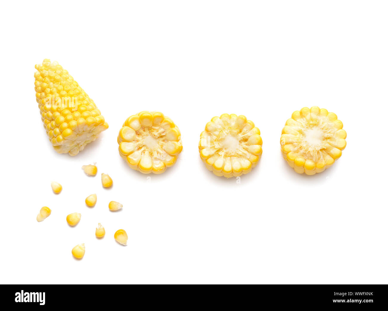 Fresh cut corn cob on white background Stock Photo - Alamy