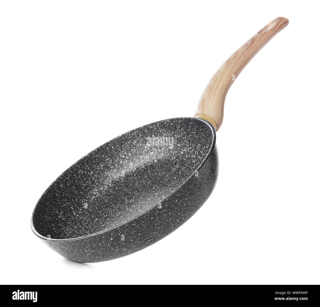 Clean frying pan on white background Stock Photo - Alamy