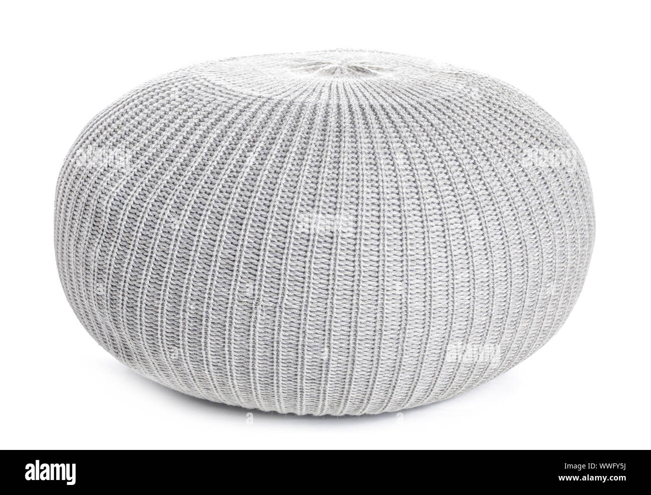 Comfortable soft pouf on white background Stock Photo - Alamy